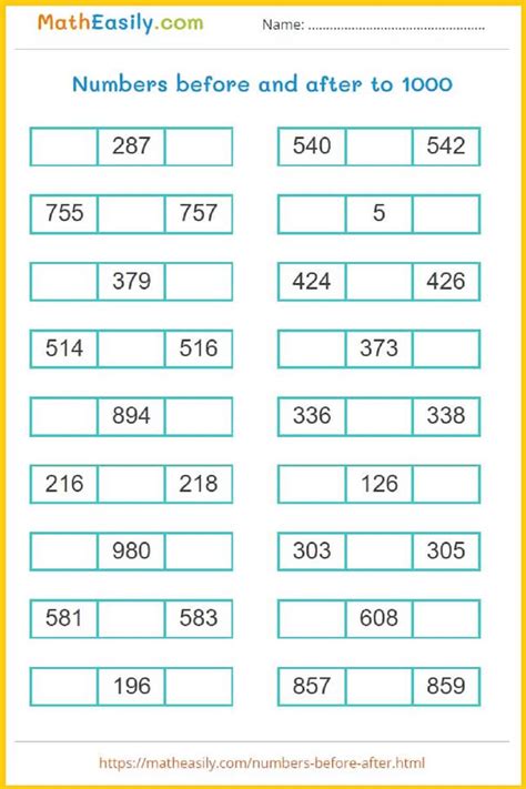before and after numbers worksheet