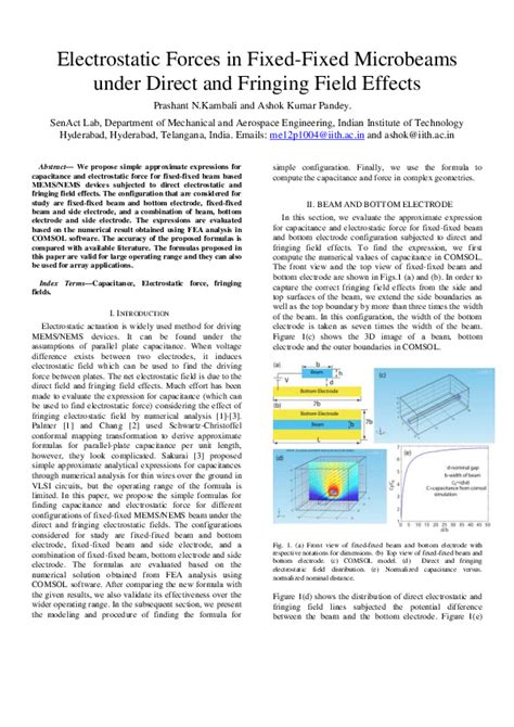 Pdf Electrostatic Forces In Fixed Fixed Microbeams Under Direct And Fringing Field Effects