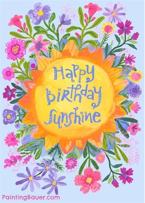 Happy Birthday Sunshine Greeting Card With Flowers