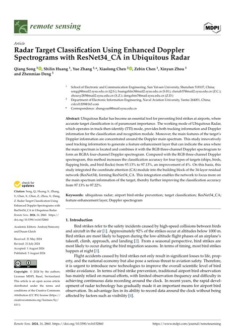 pdf radar target classification using enhanced doppler spectrograms with resnet34 ca in
