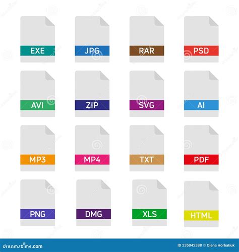 Set Of Document File Formats And Labels Icons Vector Illustration Stock Vector Illustration