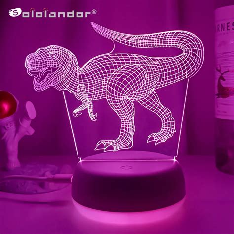 새로운 공룡 쥬라기 세계 트리케라톱스 3d Led 야간 조명 책상 수면 램프 크리에이티브 어린이 장난감 침실 홈 장식 어린이