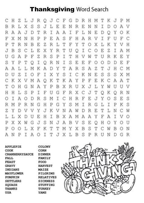 Thanksgiving Word Search Pdf Printable