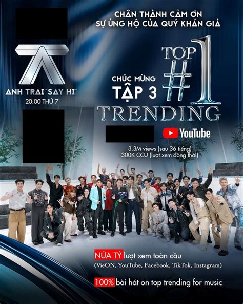 Anh Trai Say Hi đạt Top YouTube thì Anh Trai Chông Gai flex hẳn Top rating đài Quốc gia