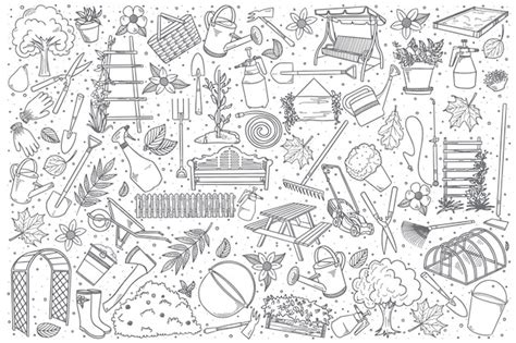 Набор рисованной биологии каракули Премиум векторы