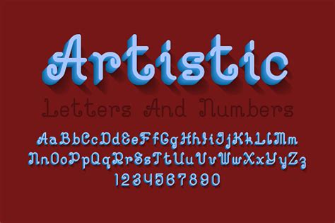 숫자가 있는 예술적 대문자와 소문자 3d 서예 글꼴입니다 고립 된 영어 알파벳 0명에 대한 스톡 벡터 아트 및 기타 이미지