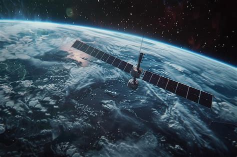 Premium Photo Satellite Telecommunication Transmits Radio Communication From Geostationary Orbit