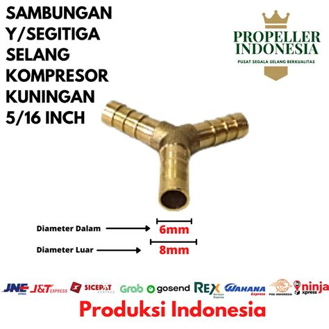 Jual Sambungan Selang Kompresor Kuningan Y Segitiga 5 16inch Neple 3 Cabang 8mm Sambungan Selang