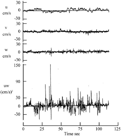 Typical Time Records Of The Velocity Fluctuation Components U V W