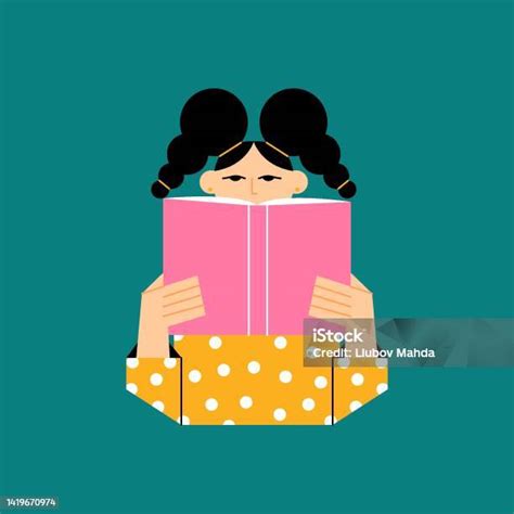 여자는 책을 읽는다 추상적 인 손으로 그린 여성 캐릭터 플랫 만화 스타일 열린 책을 가진 소녀 벡터 일러스트 레이 션 개념에 대한 스톡 벡터 아트 및 기타 이미지 Istock