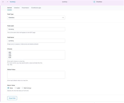 Checkbox Values Not Allowing Conditional Display Acf Support