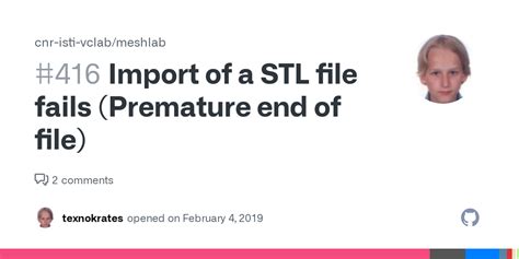 import of a stl file fails premature end of file · issue 416 · cnr