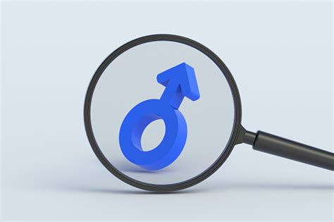 돋보기 뒤에 있는 남성 성별 기호 3d 렌더링 3차원 형태에 대한 스톡 사진 및 기타 이미지 3차원 형태 개념 개발