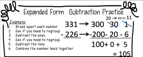 3 Digit Expanded Form Subtraction A Free Printable Ex
