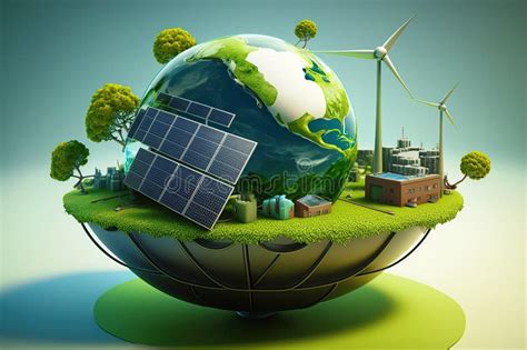 Wind And Solar Renewable Green Energy Stock Illustration Illustration