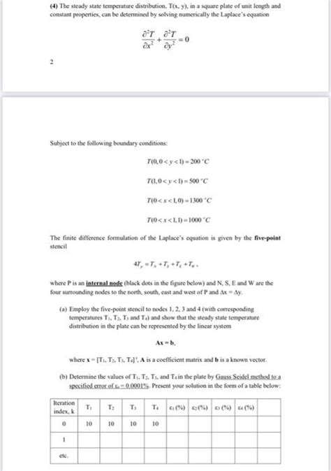 Solved 4 The Steady State Temperature Distribution