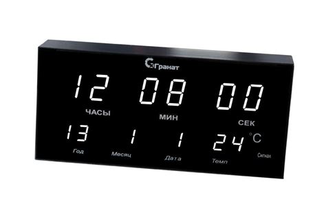 Часы настенные электронные светящиеся белым светом с календарем и термометром ГРАНАТ С 1917t Бел