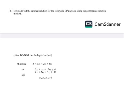 solved 25 ﻿pts ﻿find the optimal solution for the