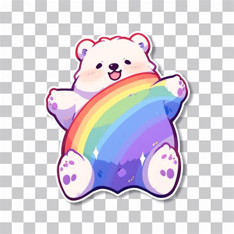Cute Rainbow Bear Art Sticker Free Png Download