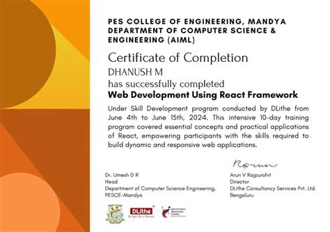 Dhanush M On Linkedin React Webdevelopment Continuouslearning