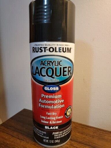 GLOSS BLACK Rust Oleum Acrylic Lacquer Automotive 12oz NEW 253365 Spray Paint
