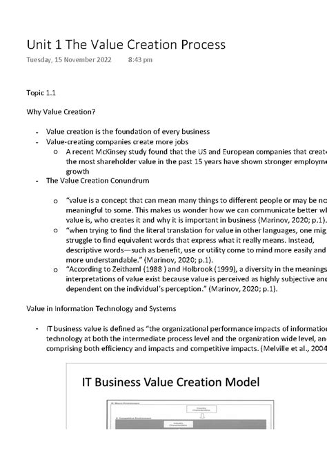 Unit The Value Creation Process Topic Why Value Creation Value Creation Is The