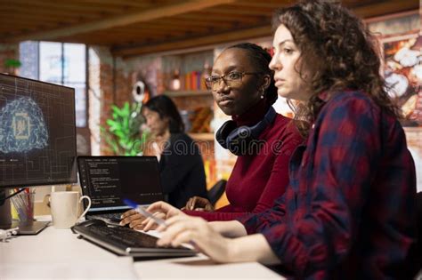 Teamworking Startup Colleagues Doing Code Testing And Quality Assurance Stock Image Image Of