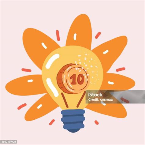 사업 아이디어 창의적인 발명 및 혁신 벡터 일러스트레이션에 대한 투자 만화 작은 사람들이 밝은 노란색 전구를 들고 달러 동전을