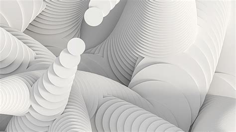 추상적인 크리에이티브 모던 파라메트릭 백색광 3d 3차원 배경 복잡한 기하학적 둥근 볼륨이 여러 부분으로 절단되어 단계를 형성합니다 3d 일러스트레이션 다층 효과에 대한