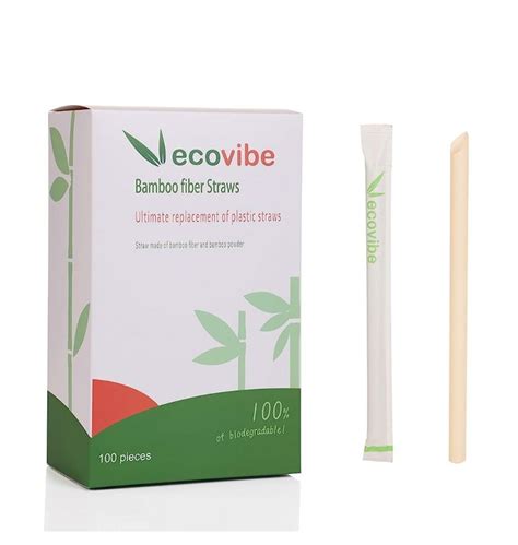Ecovibe 빨대 대나무 밀크쉐이크 일회용 퇴비화 뜨거운 음료용 종이 보바 음료 에코 빨대100개 핫템 잇 티몬