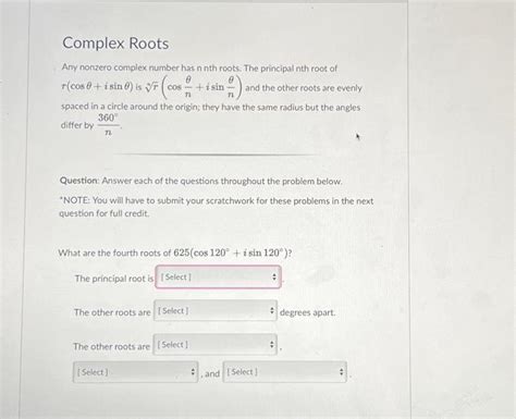Solved Complex Roots Any Nonzero Complex Number Has N Nth