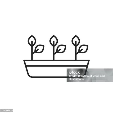 화분에 심은 식물 색상 라인 아이콘 웹 페이지 모바일 앱 프로모션용 픽토그램 식물에 대한 스톡 벡터 아트 및 기타 이미지