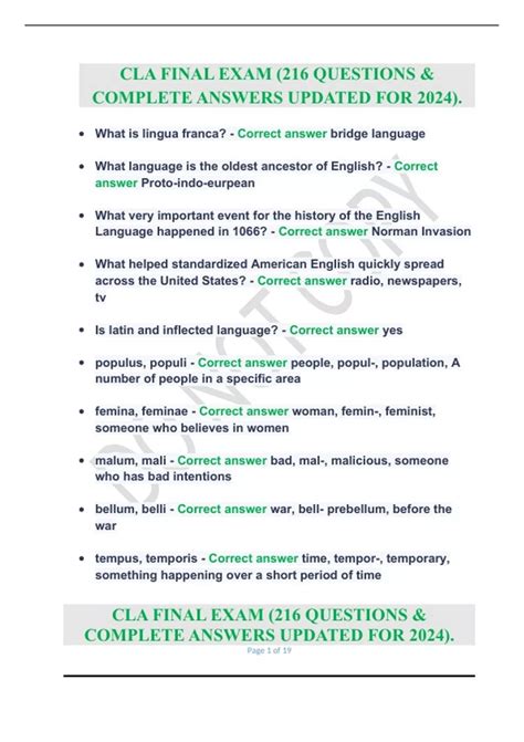 Cla Final Exam 216 Questions And Complete Answers Updated For 2024