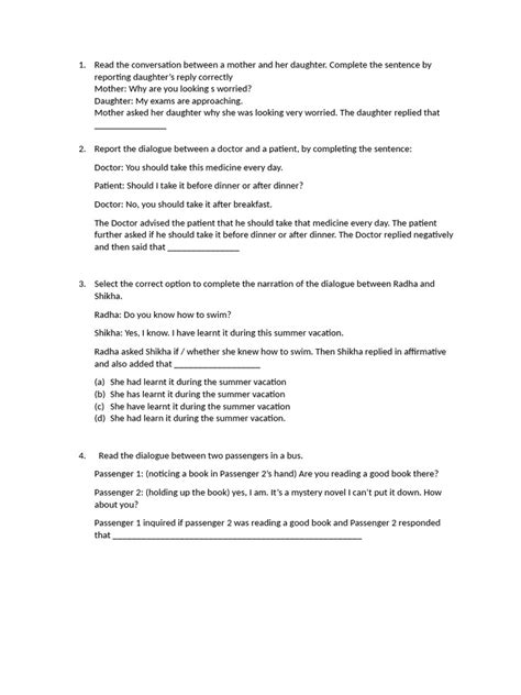 Reported Speech Grade 2024 25docx Pdf