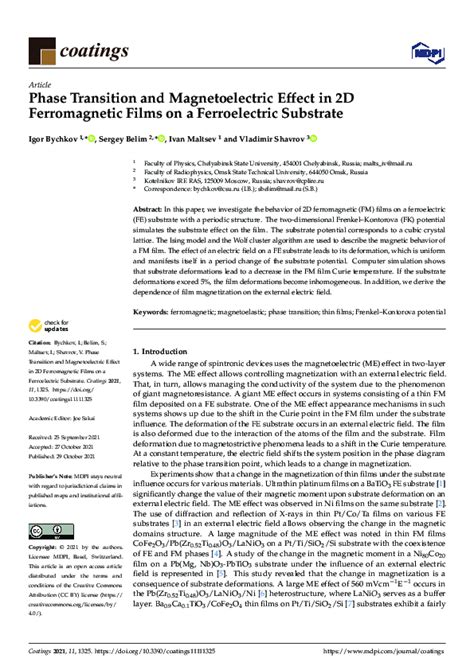 Pdf Phase Transition And Magnetoelectric Effect In 2d Ferromagnetic