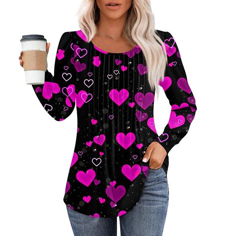 Bdporkas Long Sleeve Tops For Women Valentines Day Print Crewneck