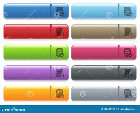Database Privileges Icons On Color Glossy Rectangular Menu Button