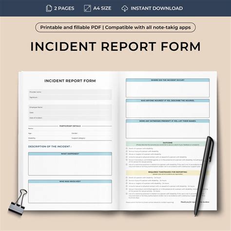 Ndis Incident Report Form Printable And Editable Pdf Etsy Australia