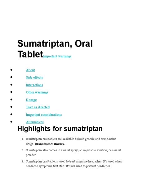 Understanding Sumatriptan Important Warnings Side Effects Interactions And Usage For Migraine