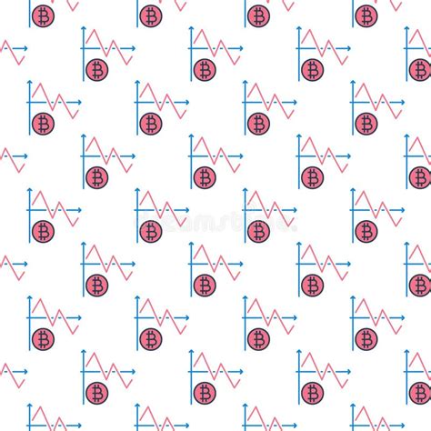 Bitcoin Falling Graph Vector Cryptocurrency Colored Seamless Pattern Stock Vector Illustration