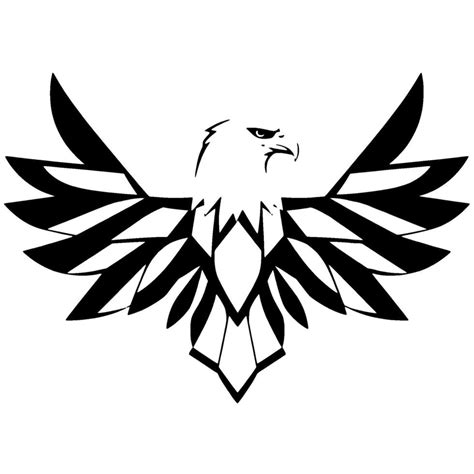 Striking Black White Geometric Eagle With Outspread Wings And Intense