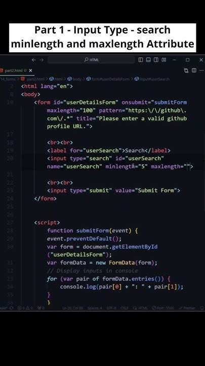 html input type search minlength and maxlength attribute htmlform