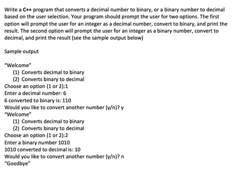 Solved Write A C Program That Converts A Decimal Number To