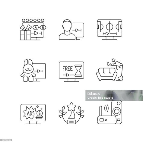 브로드캐스트 서비스 선형 아이콘 세트 0명에 대한 스톡 벡터 아트 및 기타 이미지 0명 가정 생활 개념 Istock