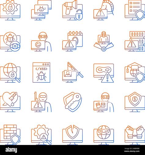 Hacker Attack Gradient Linear Vector Icons Set Stock Vector Image And Art Alamy