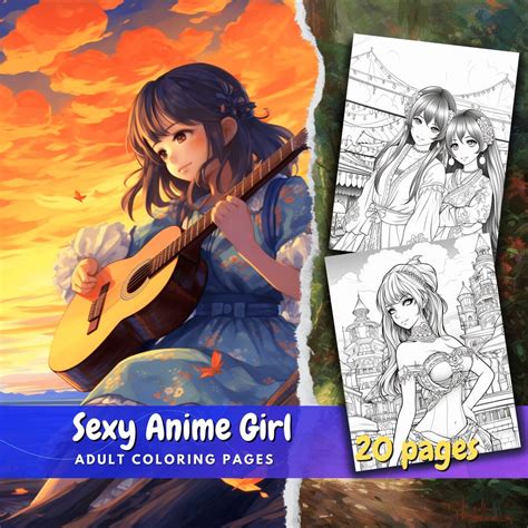 Sexy Anime Girl Coloring Pages For Adult Color Therapy Anime Merch Etsy