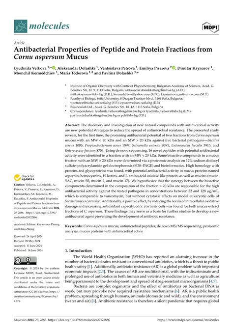 Pdf Antibacterial Properties Of Peptide And Protein Fractions From