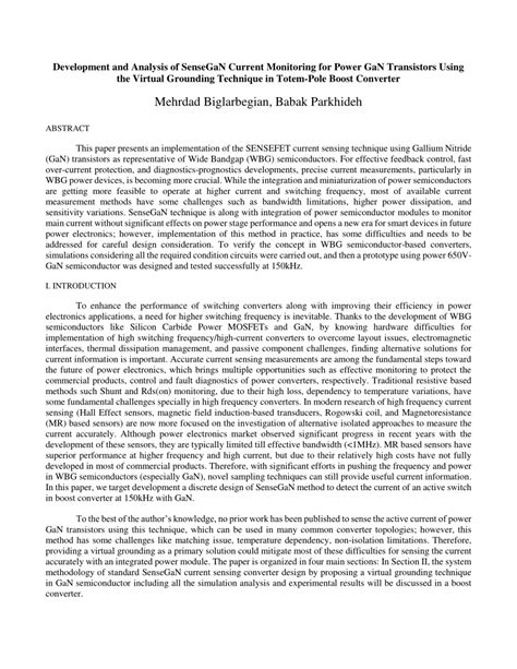 Pdf Characterization Of Sensegan Current Mirroring For Power Gan With