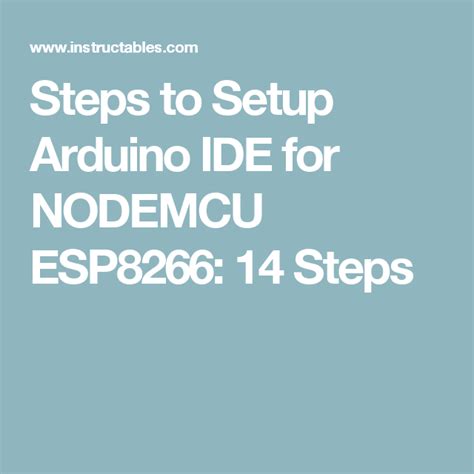 Steps To Setup Arduino Ide For Nodemcu Esp8266 Wifi Iot