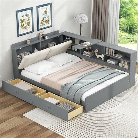 Bellemave Full Corner Bed Frame Full Size Captains Bed